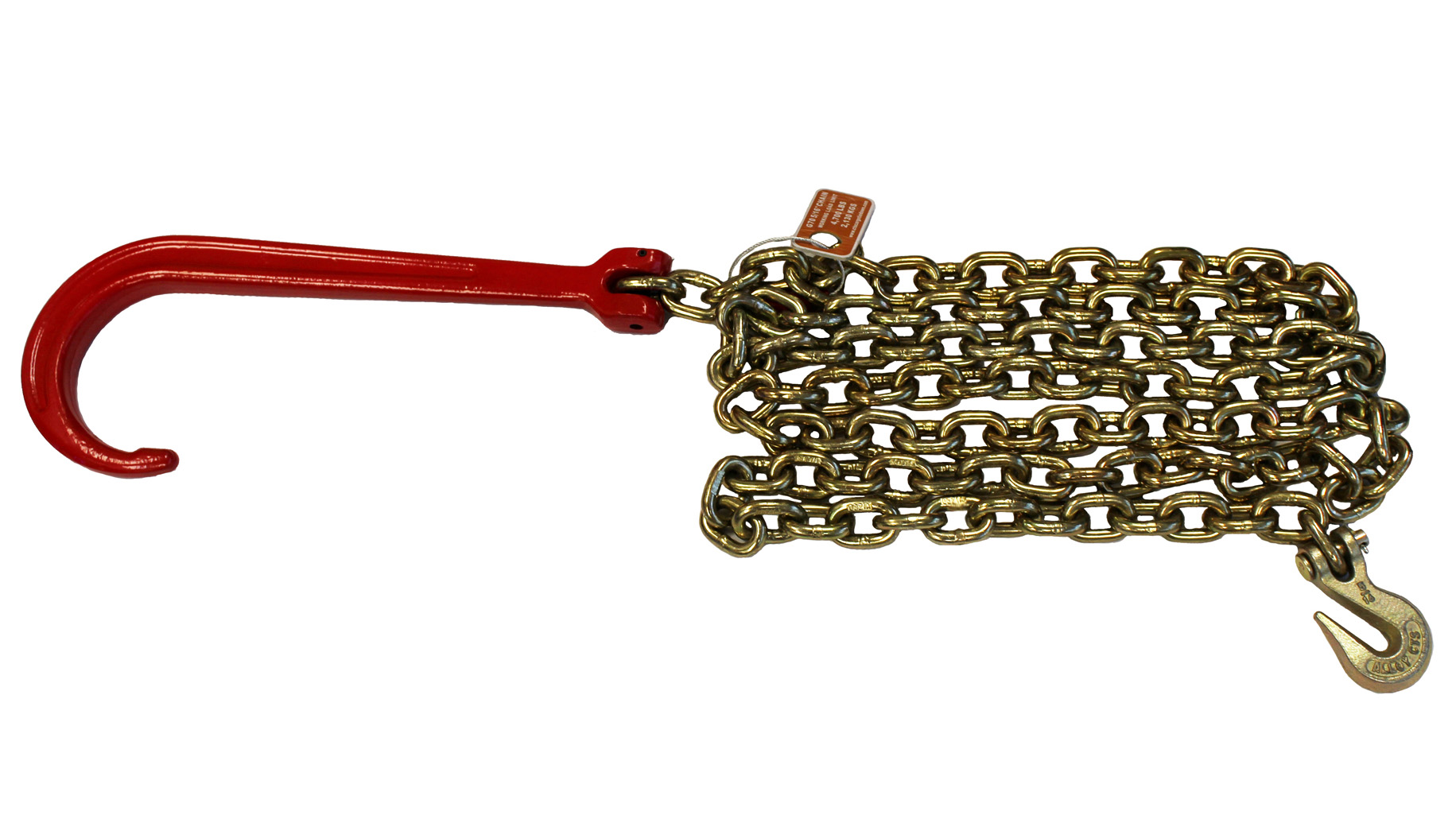 10 FT TOW CHAIN, 5/16" G70 15" J HOOK AND GRAB HOOK - CTS CARGO