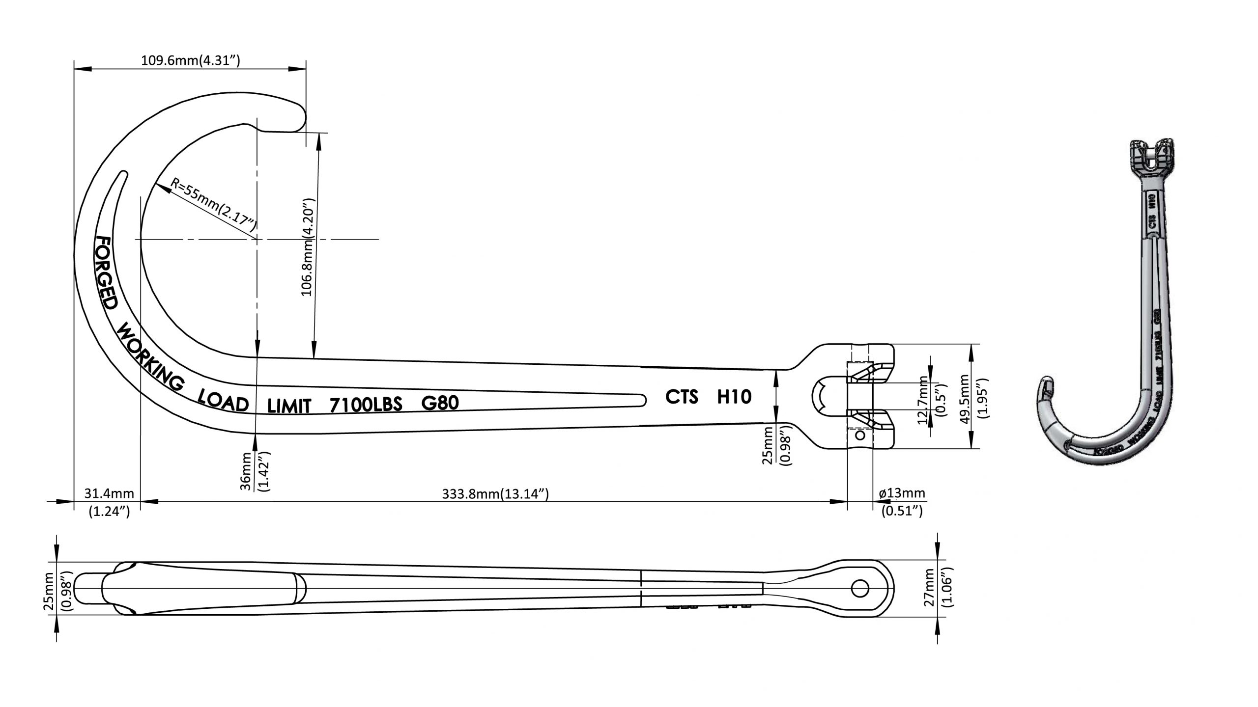 15" J-Hook G80 - CTS CARGO