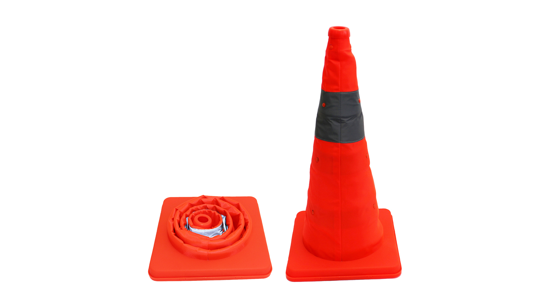 18" & 28" COLLAPSIBLE TRAFFIC CONE WITH REFLECTIVE COLLARS - CTS CARGO