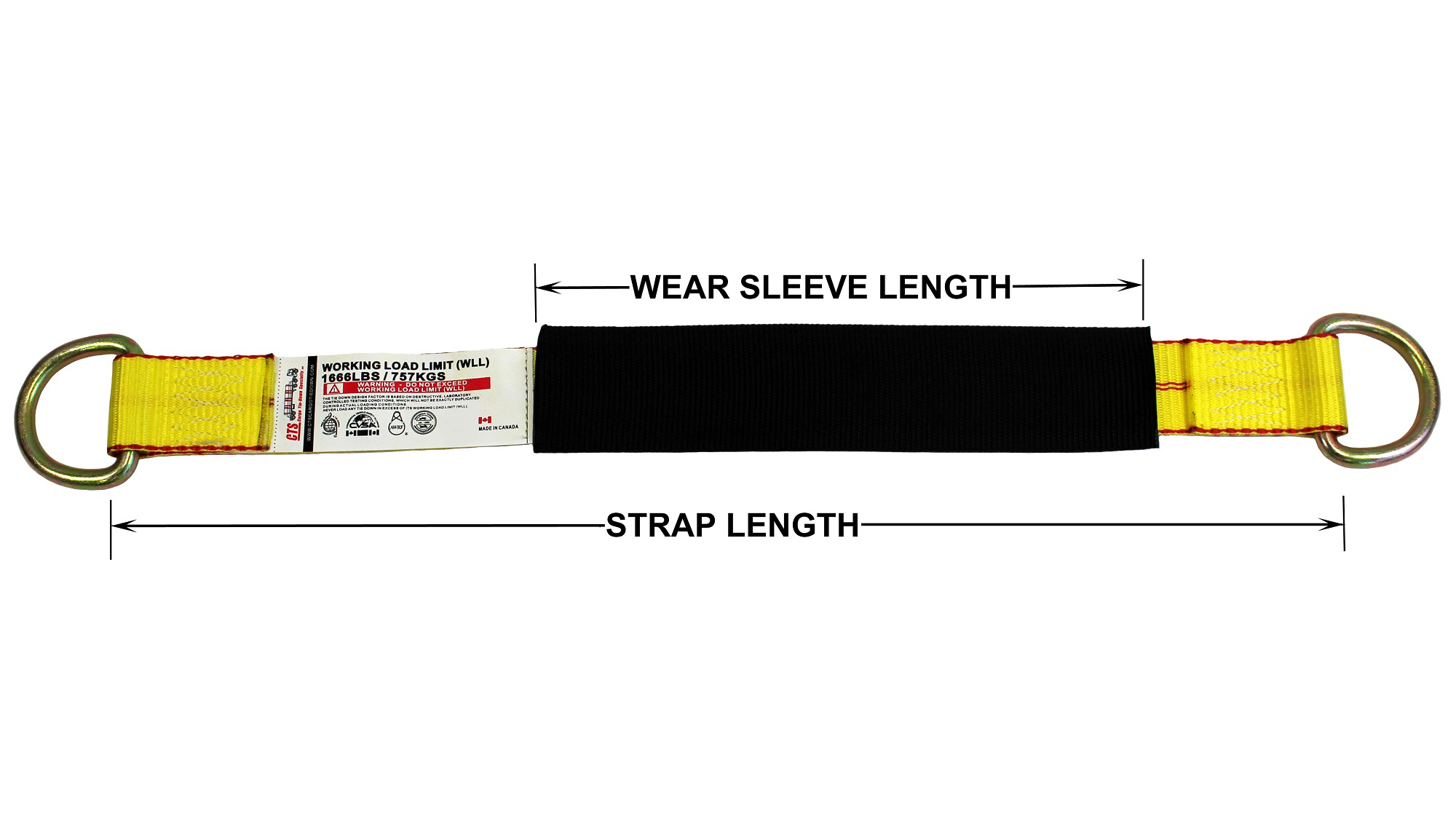 2" Single-ply Axle strap with ROUND D Ring and wear sleeve - CTS CARGO