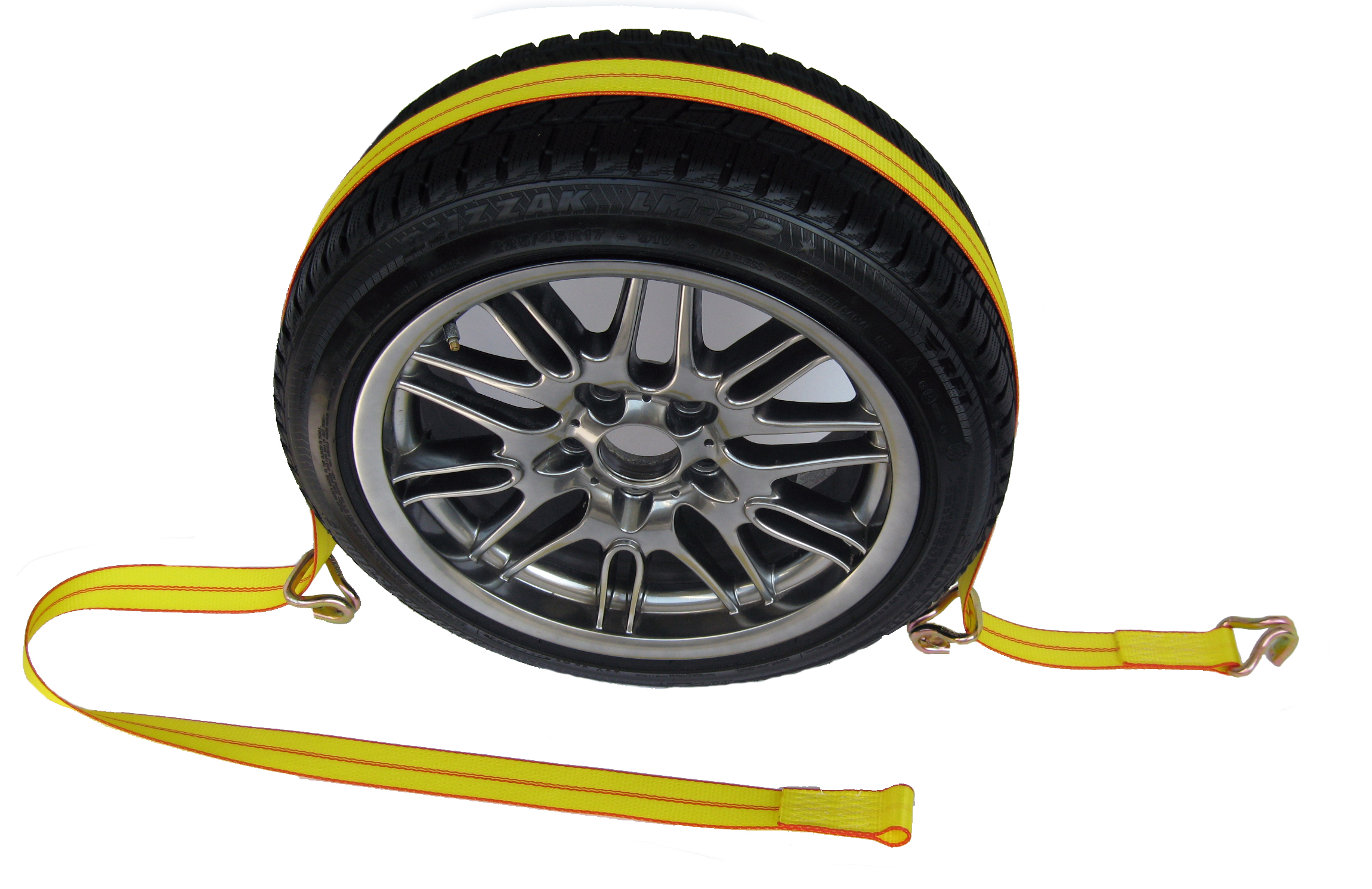 2" Wide Wheel Tie-Down with 1 Fixed Wire Hook at One End and 2" Loop on ...