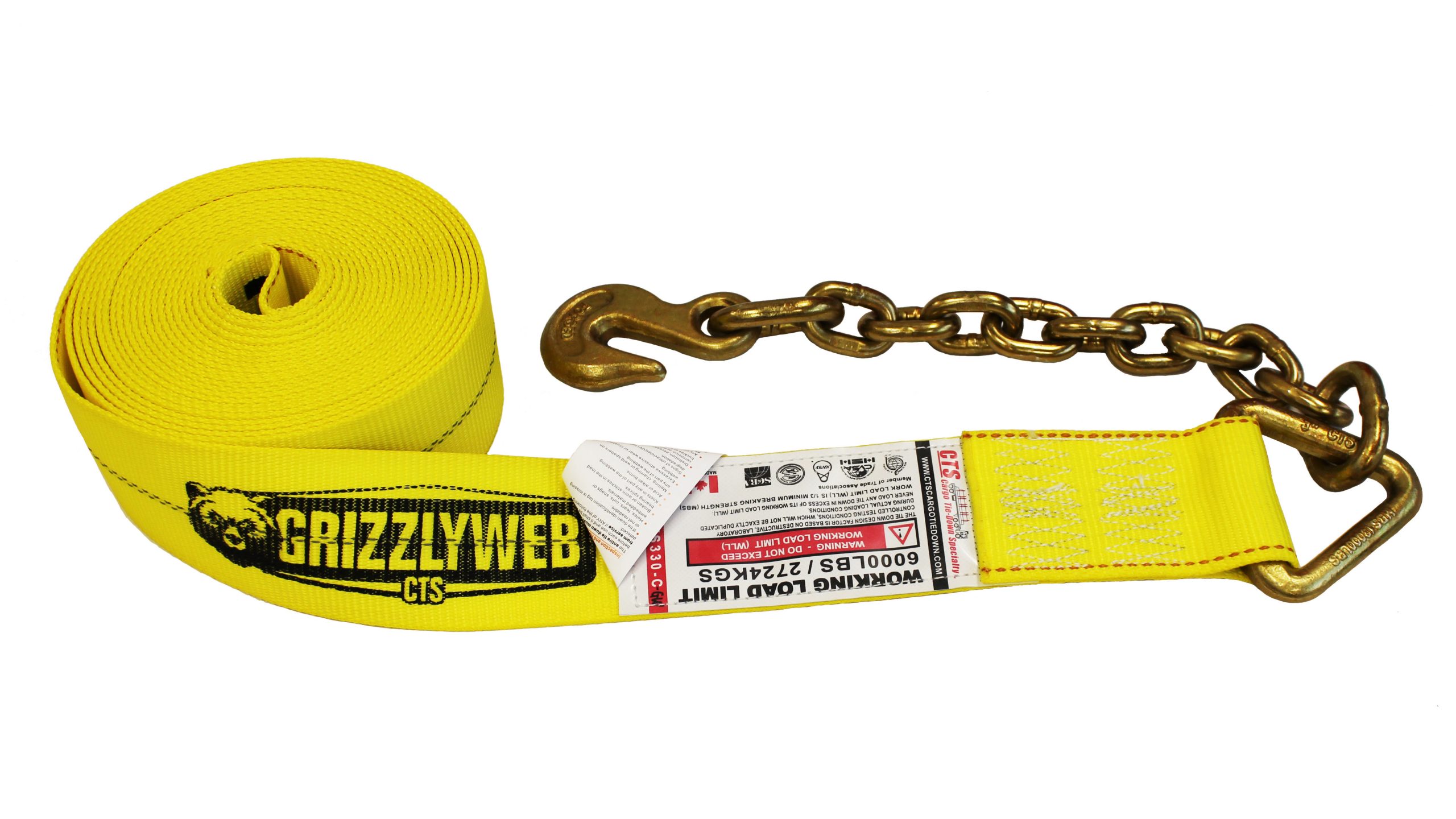 3″ WINCH STRAP WITH 3/8" CHAIN ANCHOR - CTS CARGO