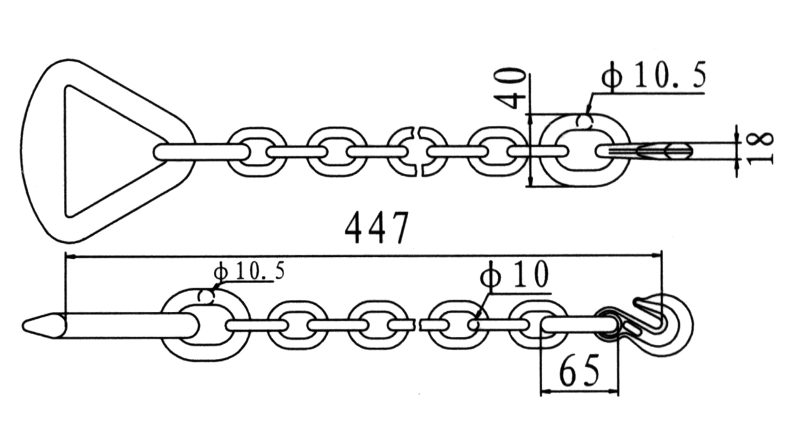 3" CHAIN ANCHOR WITH 5/16" GRAB HOOK - CTS CARGO