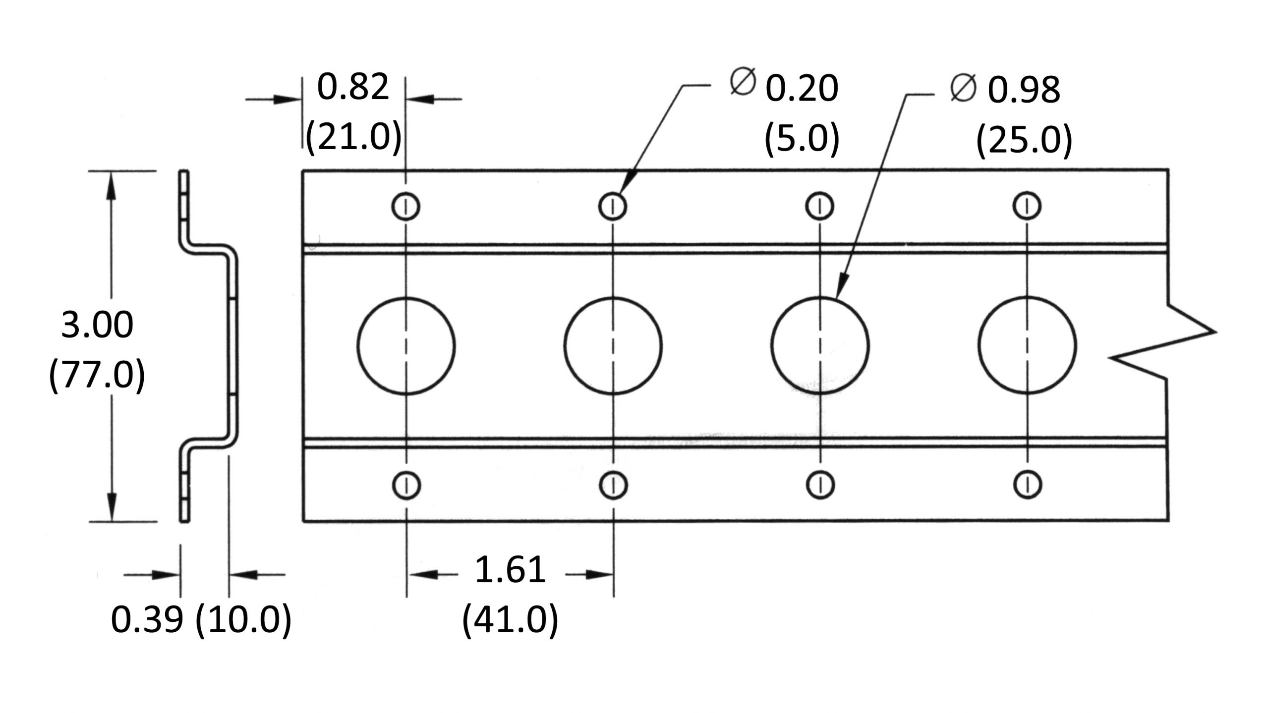 F-TRACK WITH 1" ROUND HOLE - HORIZONTAL - 10 FT - CTS CARGO
