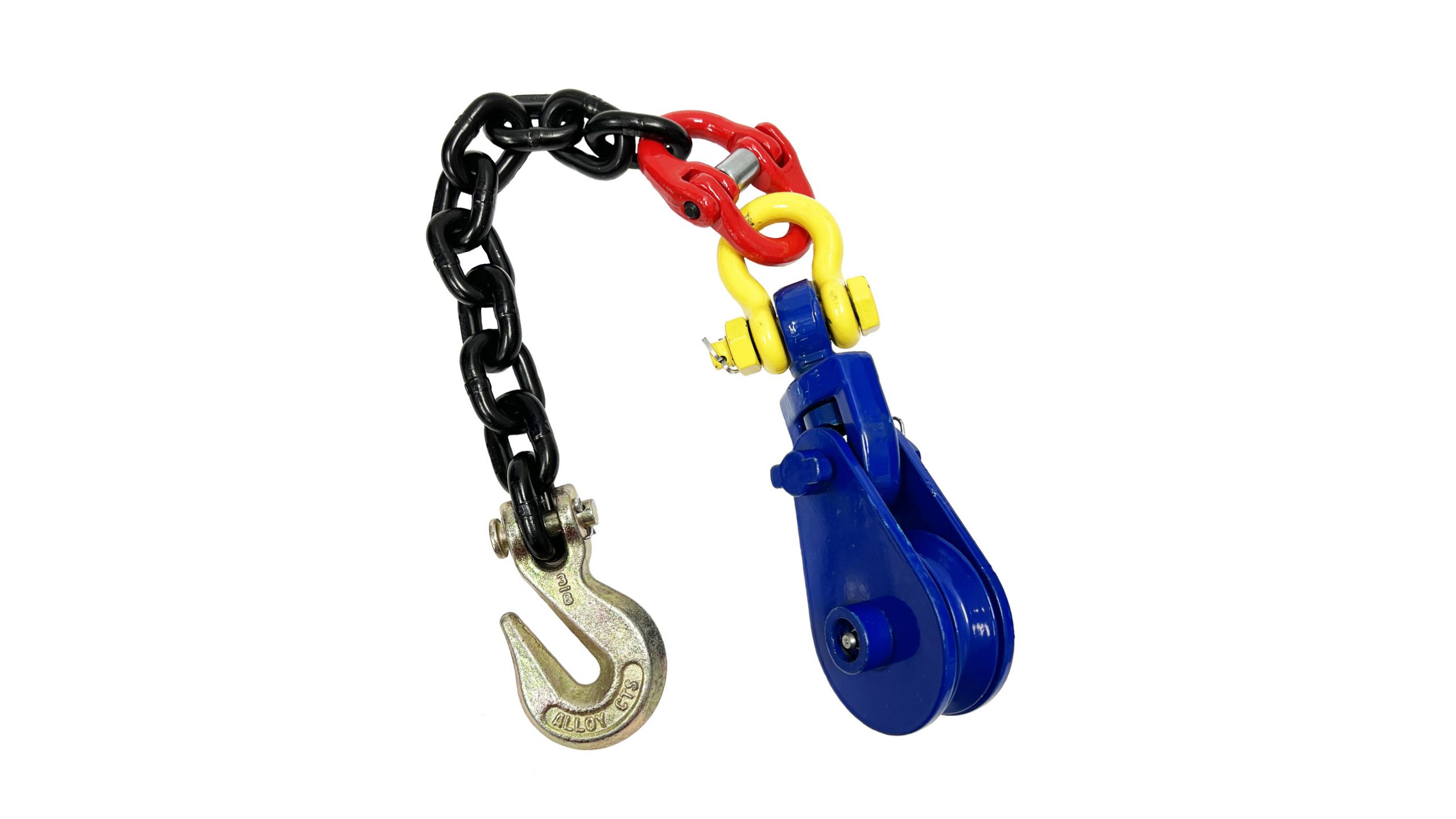 SNATCH BLOCK WITH 12" OF G80 3/8" CHAIN & GRAB HOOK - CTS CARGO